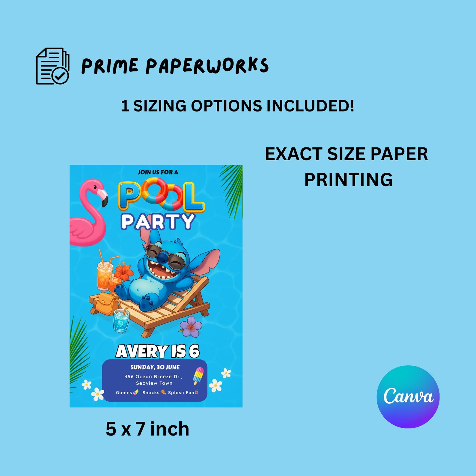 Stitch Pool Party Birthday Invitation, Stitch Lilo Party Invite, Boy ...