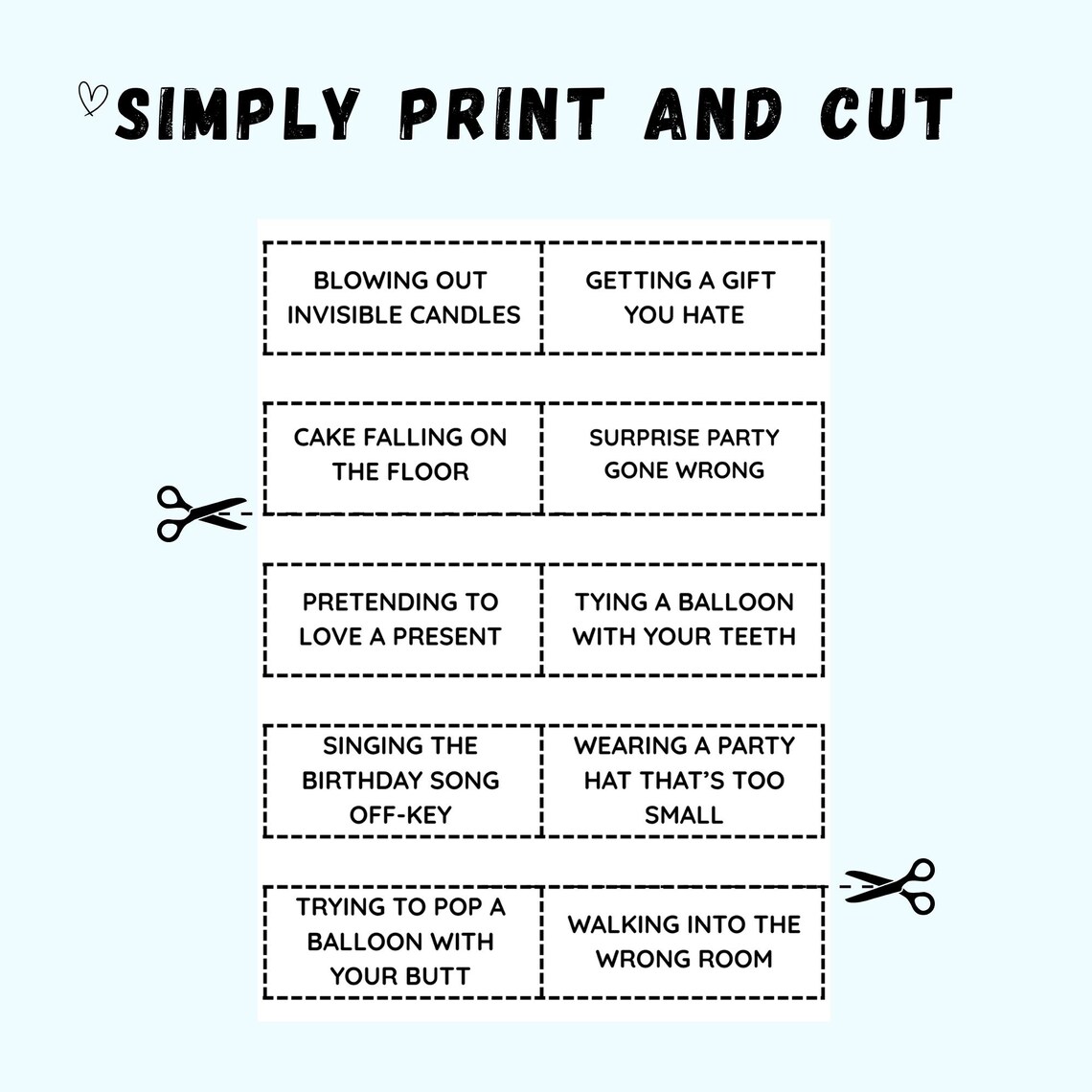 Printable Charades Game for Kids and Adults – Funny Acting Cards ...