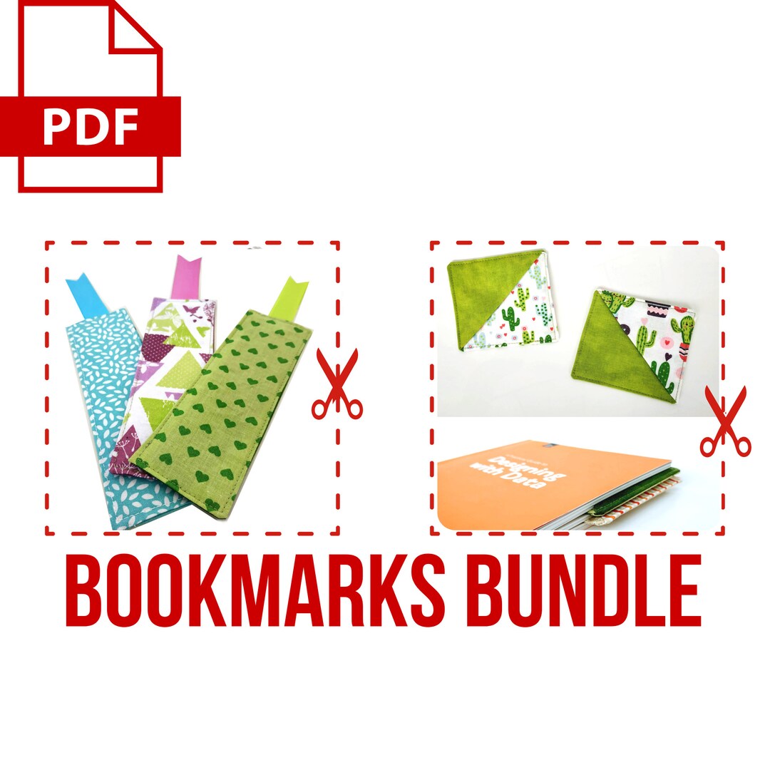Bookmarks Bundle Sewing Patterns in PDF - Easy Fabric and Corner ...
