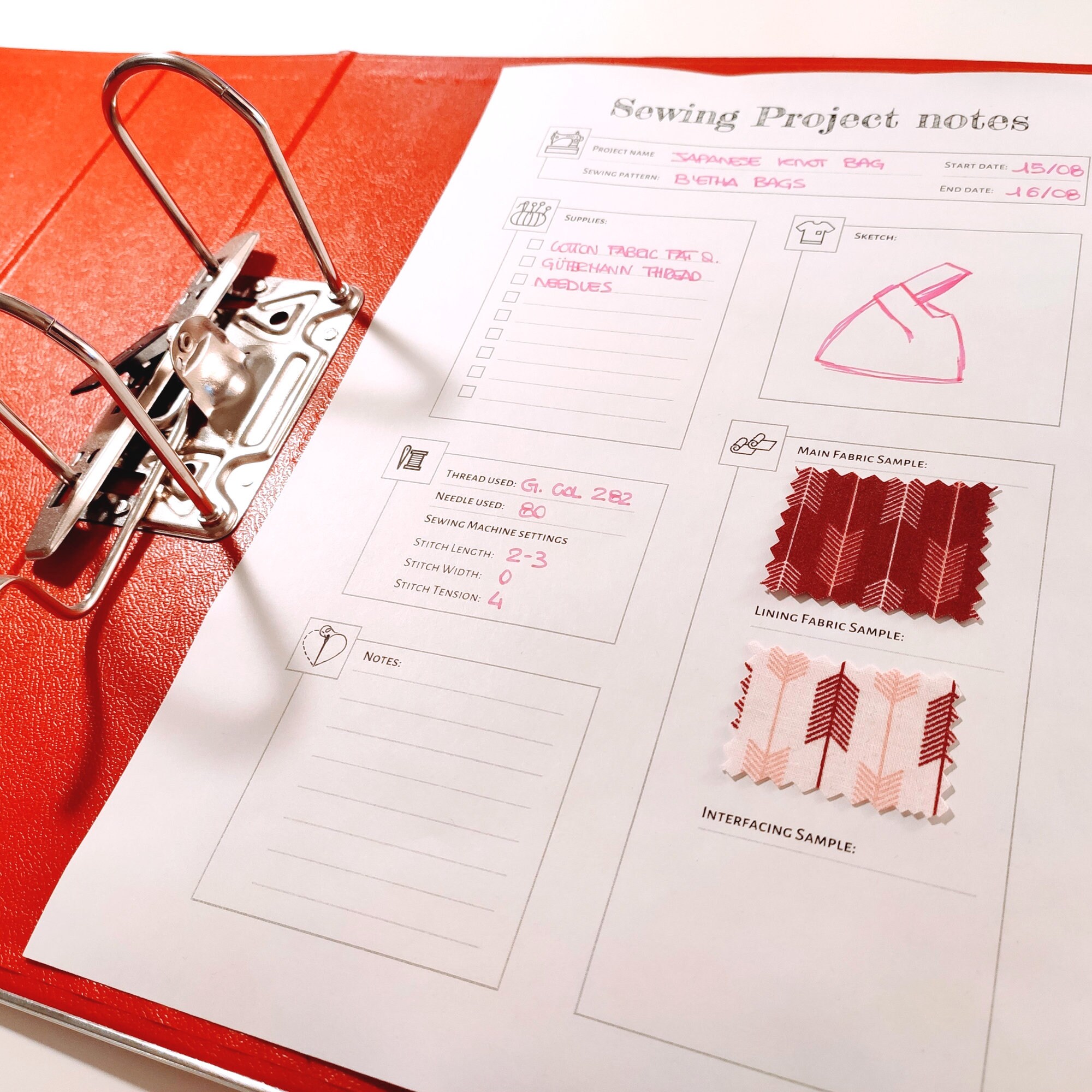 Sewing Journal PDF: Project Notes and Review Printable in A4 and US ...