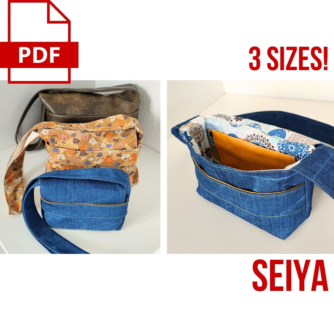 Sewing Pattern PDF: Easy Messenger Bag in 3 Sizes for Beginners ...