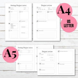 Sewing Journal PDF: Project Notes and Review Printable in A4 and US ...