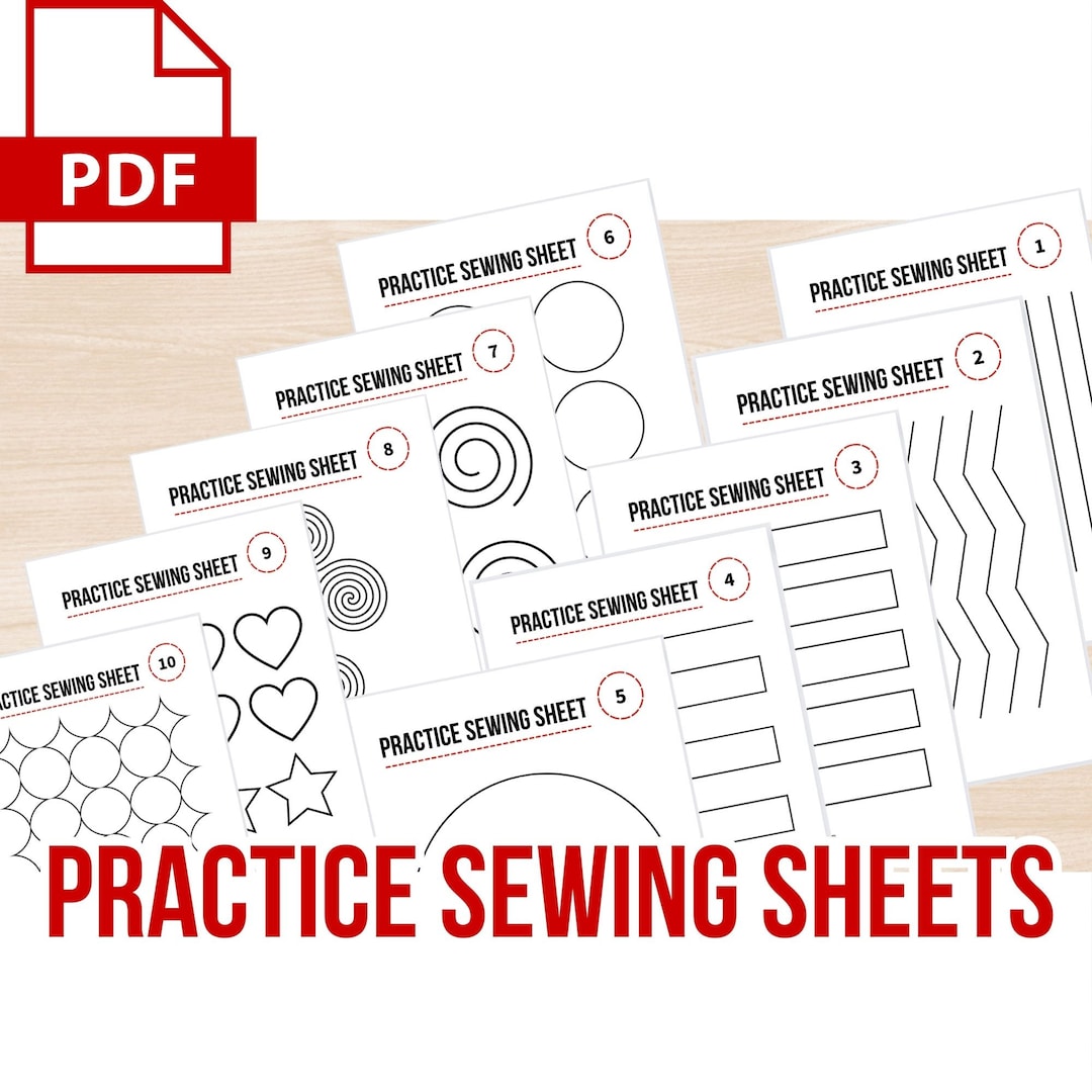 Sewing Practice Sheets - Sewing Machine Stitch Practice Pack of 10 ...
