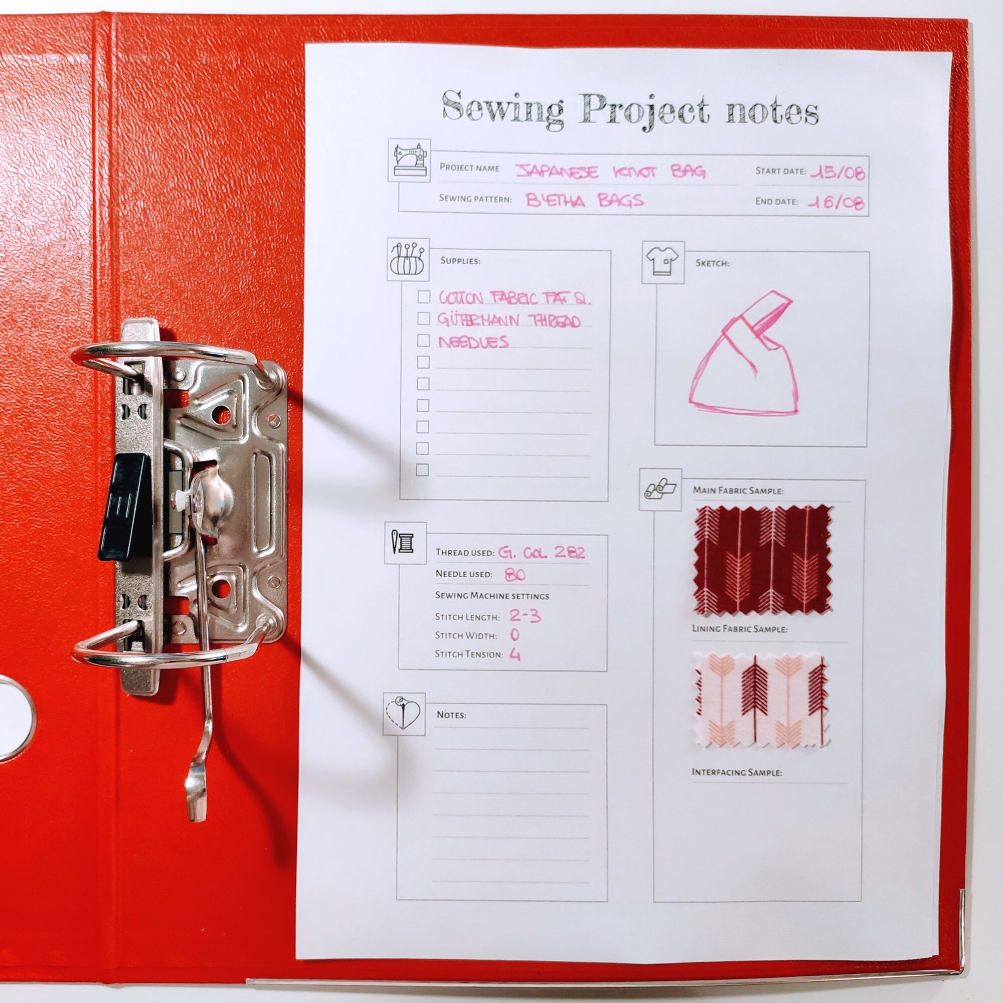 Sewing Journal PDF: Project Notes and Review Printable in A4 and US ...