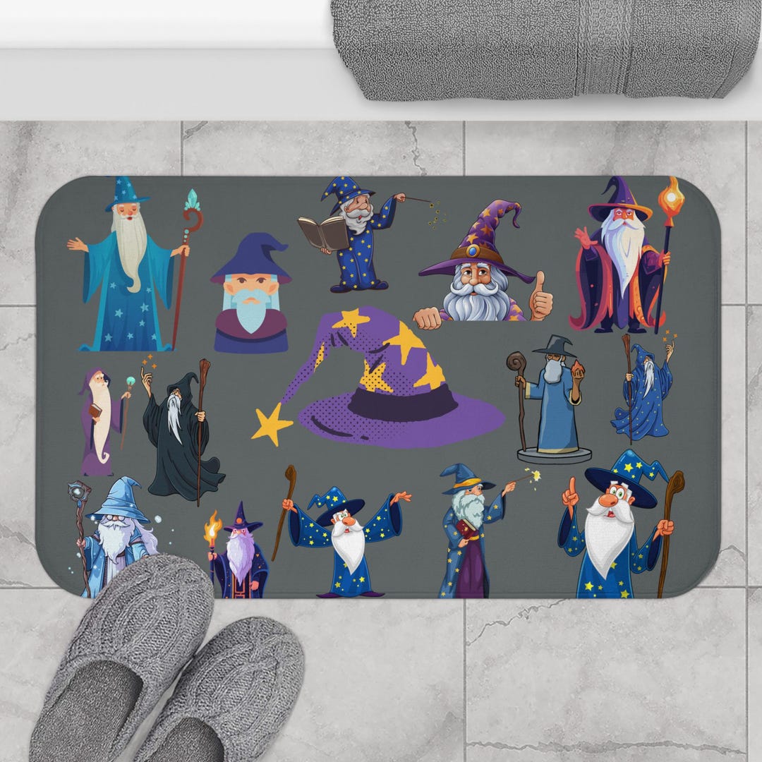 Bold Magical Wizard Bath Mat, Fantasy Bathroom Decor, Gift for Wizards ...