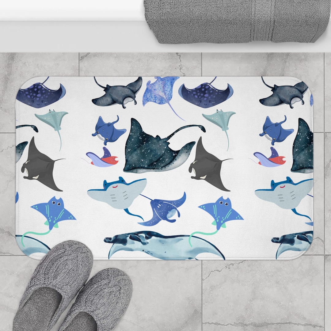 Manta Underwater Bliss Bath Mat, Ocean Decor, Nautical Theme, Gift for ...