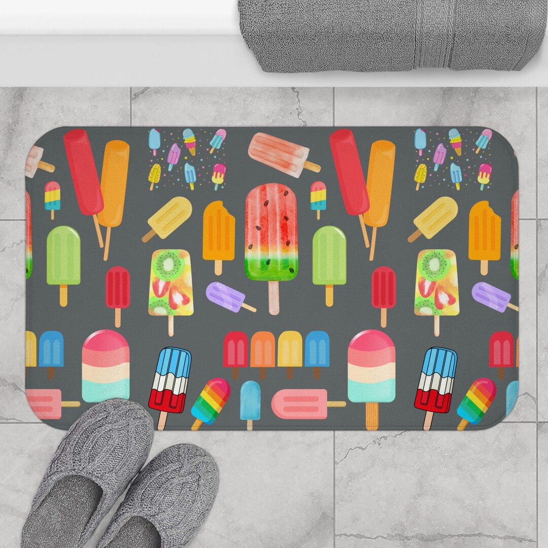 Colorful Popsicle Bath Mat, Fun Bathroom Decor, Summer Vibes, Kids ...