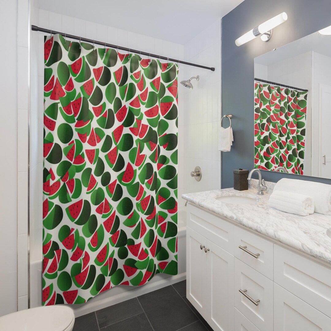 Fun Modern Watermelon Print Shower Curtain, Bath Decor, Summer Vibes ...