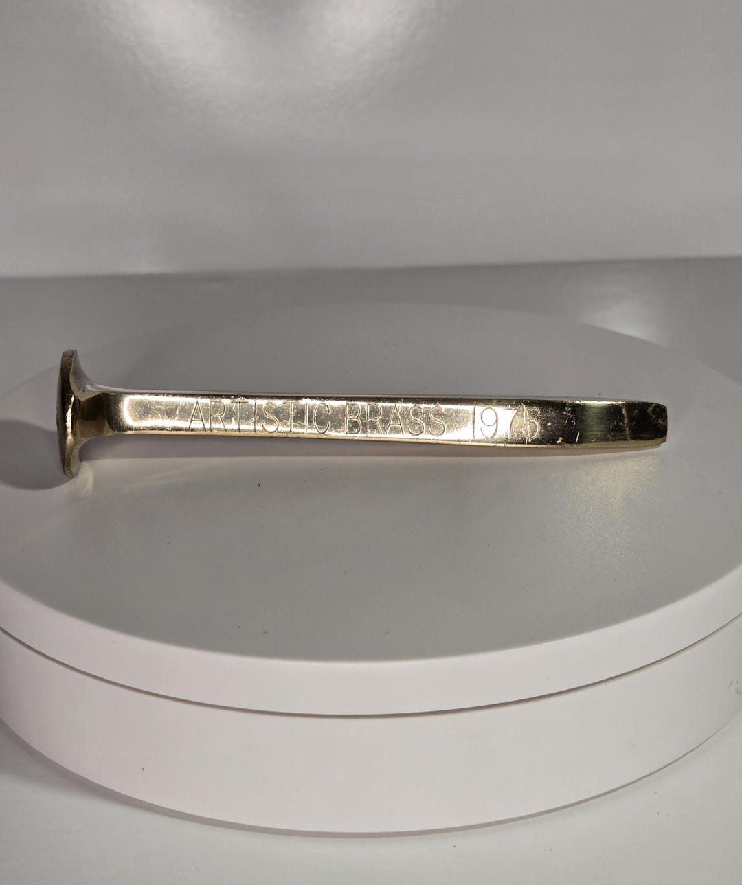 Vintage Brass Railroad Spike Paperweight | 1975 Industrial Desk Decor ...