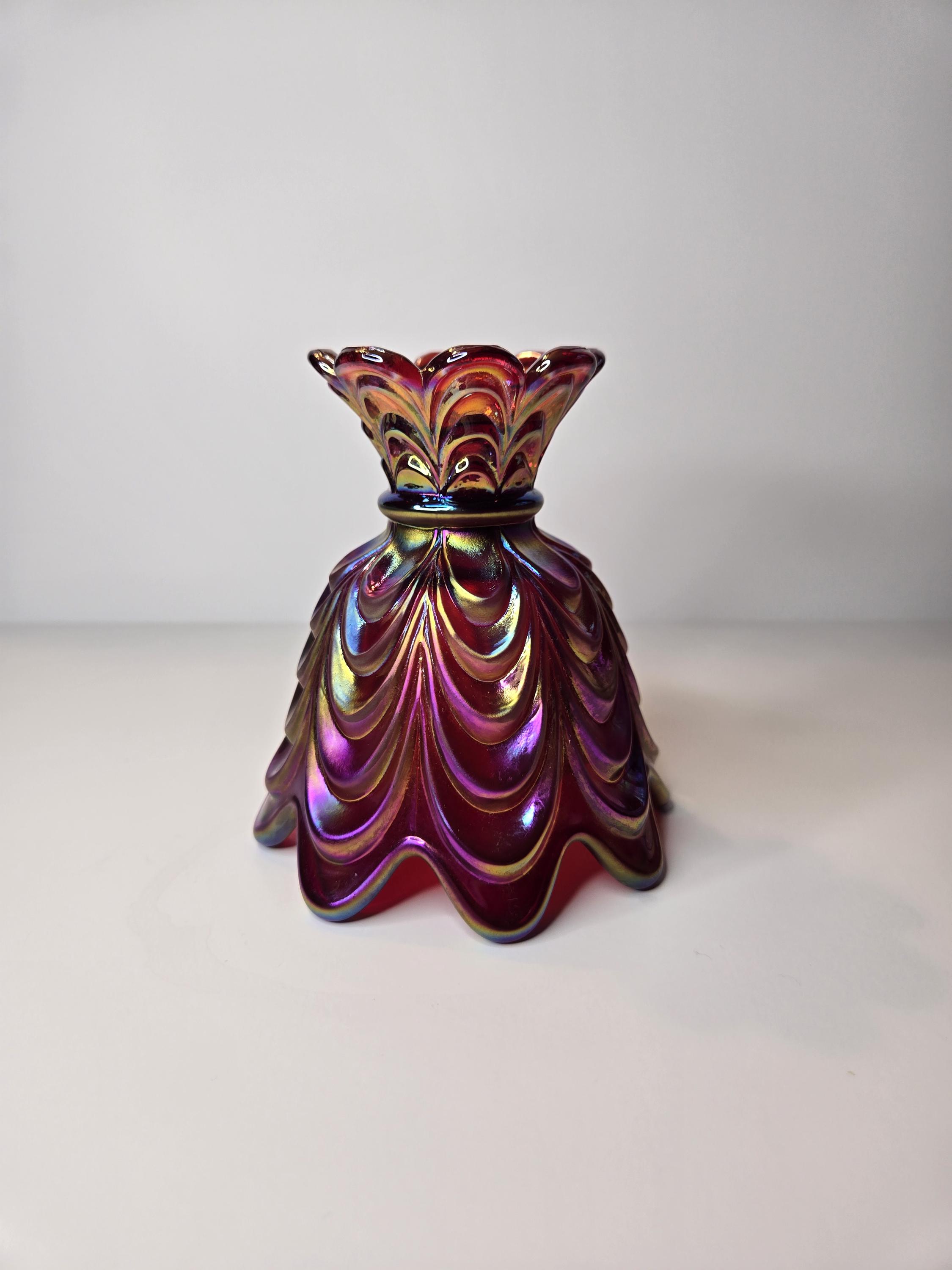 Fenton Ruby Red Carnival Glass Candleholder - Etsy