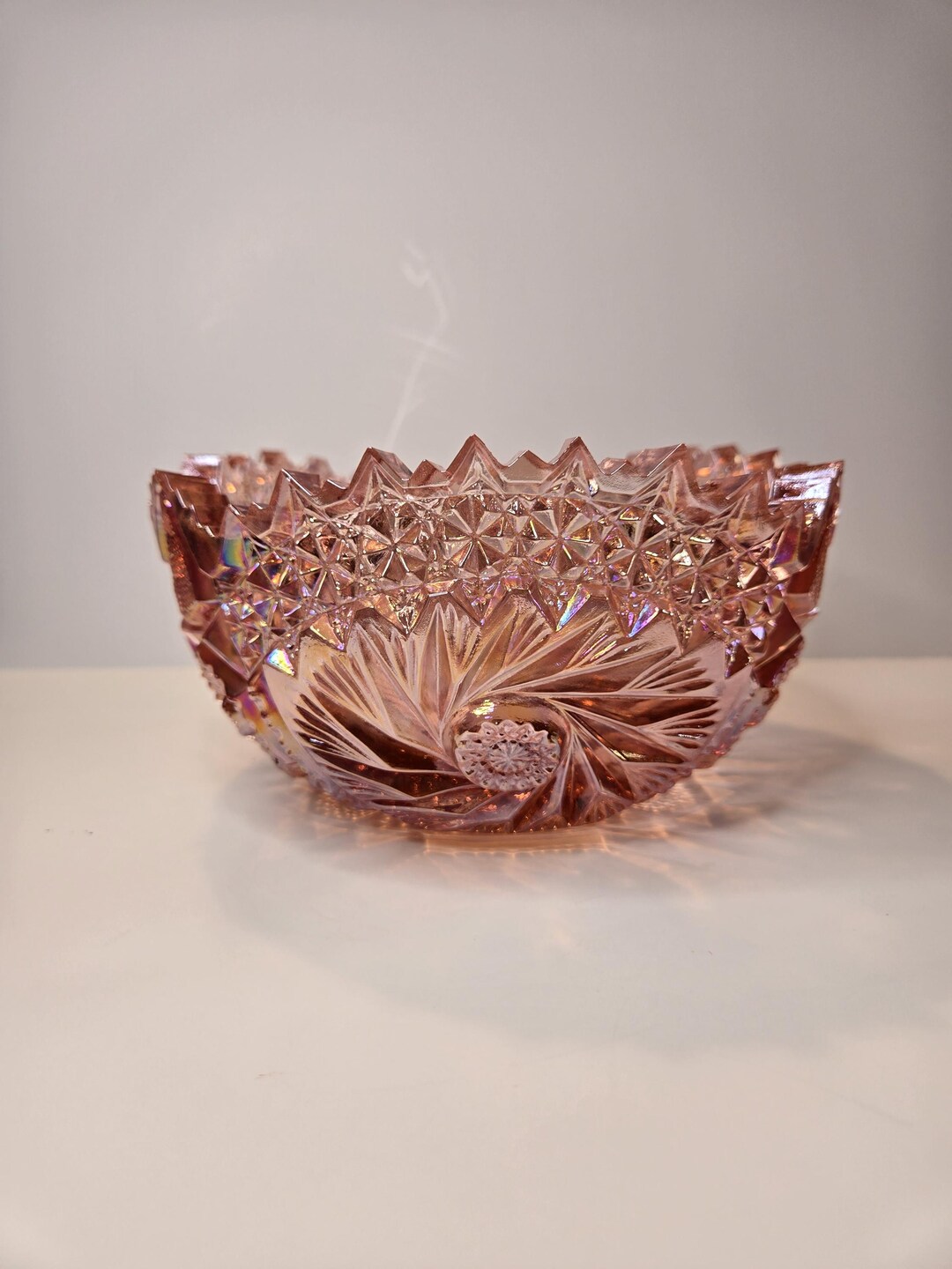 Vintage L.E. Smith Iridescent Pink Glass Bowl – ‘comet in the Stars ...