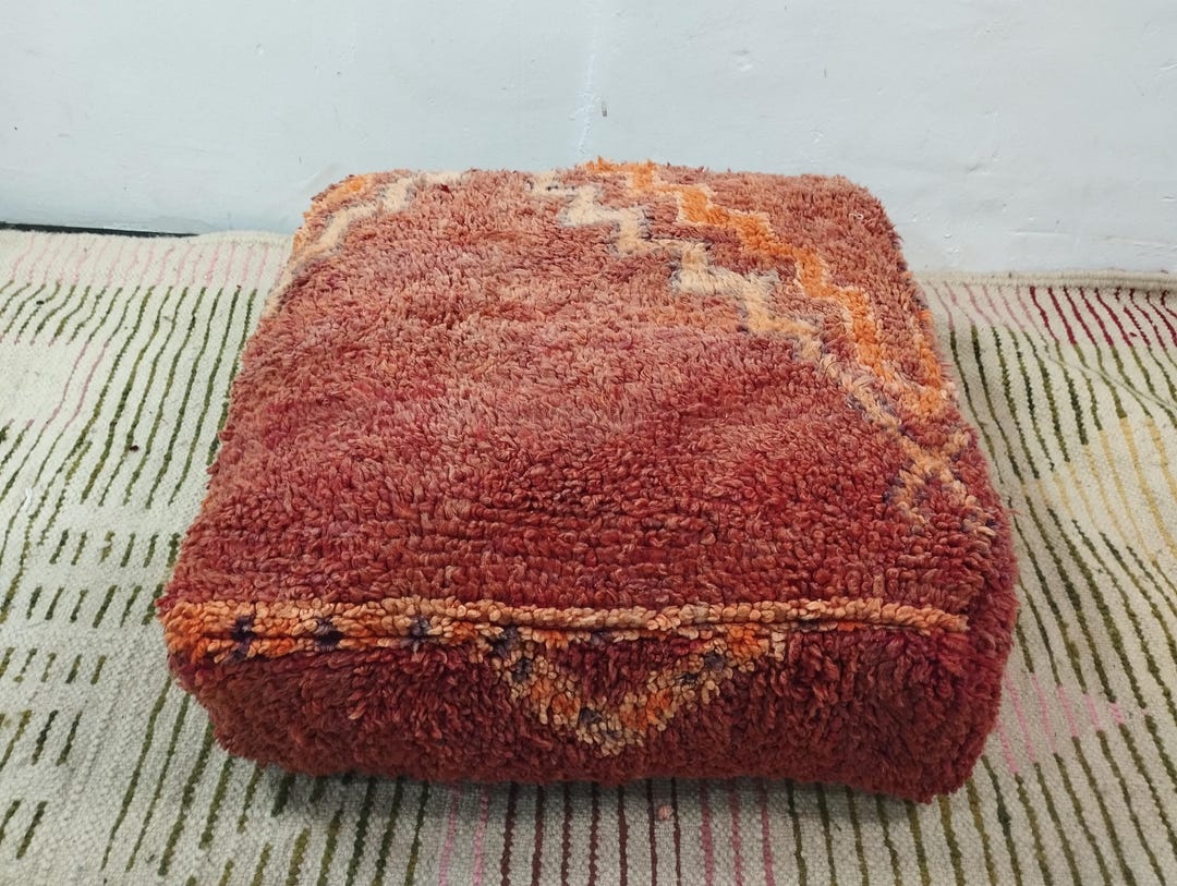 Antique Moroccan Ottoman, Antique Floor Pouf, Meditation and Yoga Pouf ...