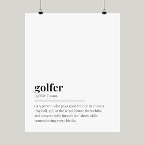 Golf Definition Poster, Matte Vertical Wall Art for Golf Lovers, Funny ...