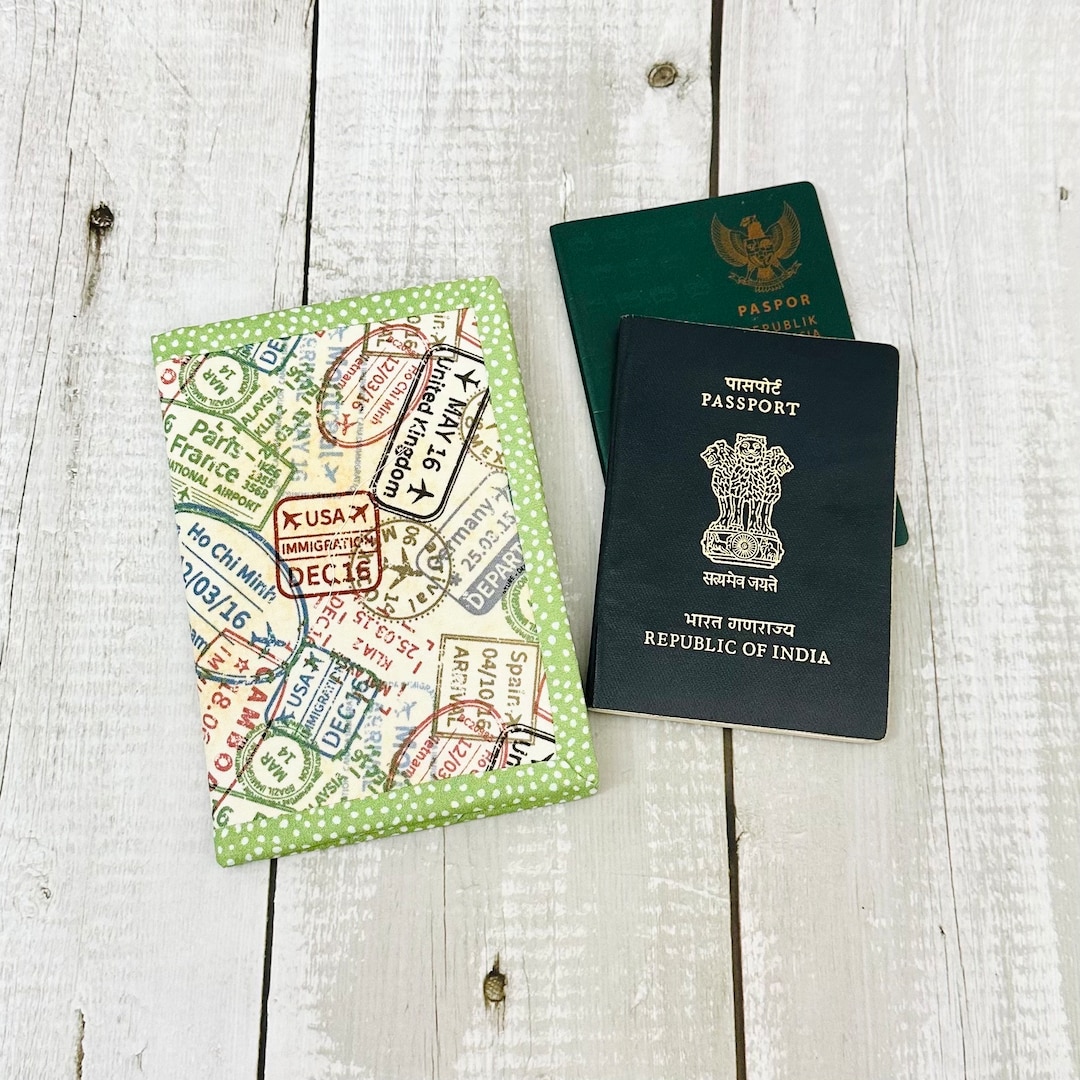 Small Travel Passport Wallet With Card Holder, Immigration Stamp Print ...