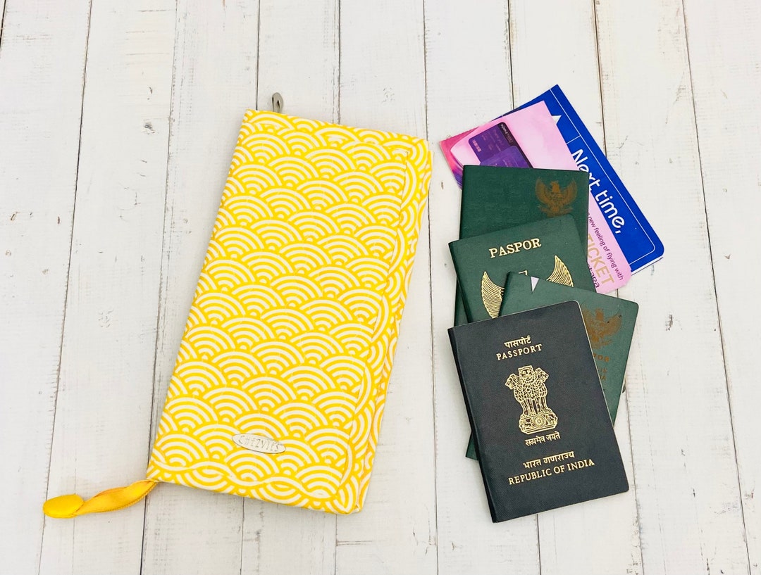 Yellow Zip Around Family Passport Holder for 6, Multi Passport Wallet ...