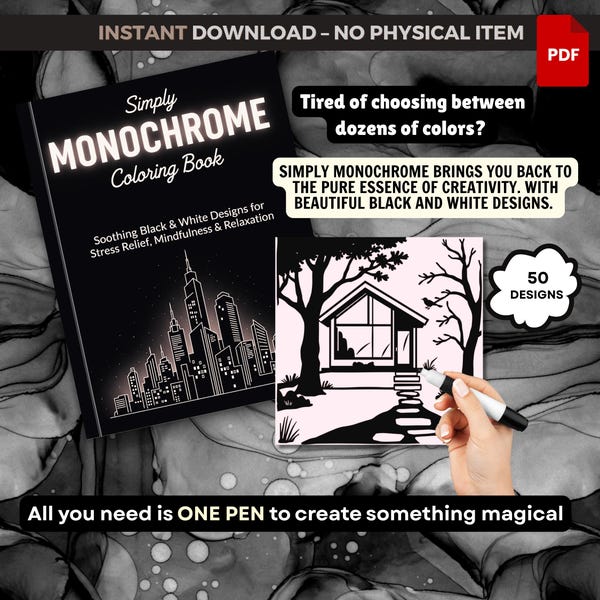 Monochrome Coloring Pages - Etsy