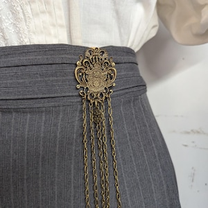Bronze Victorian Crest Chatelaine With Waist Clip 5 Chains and Hooks ...