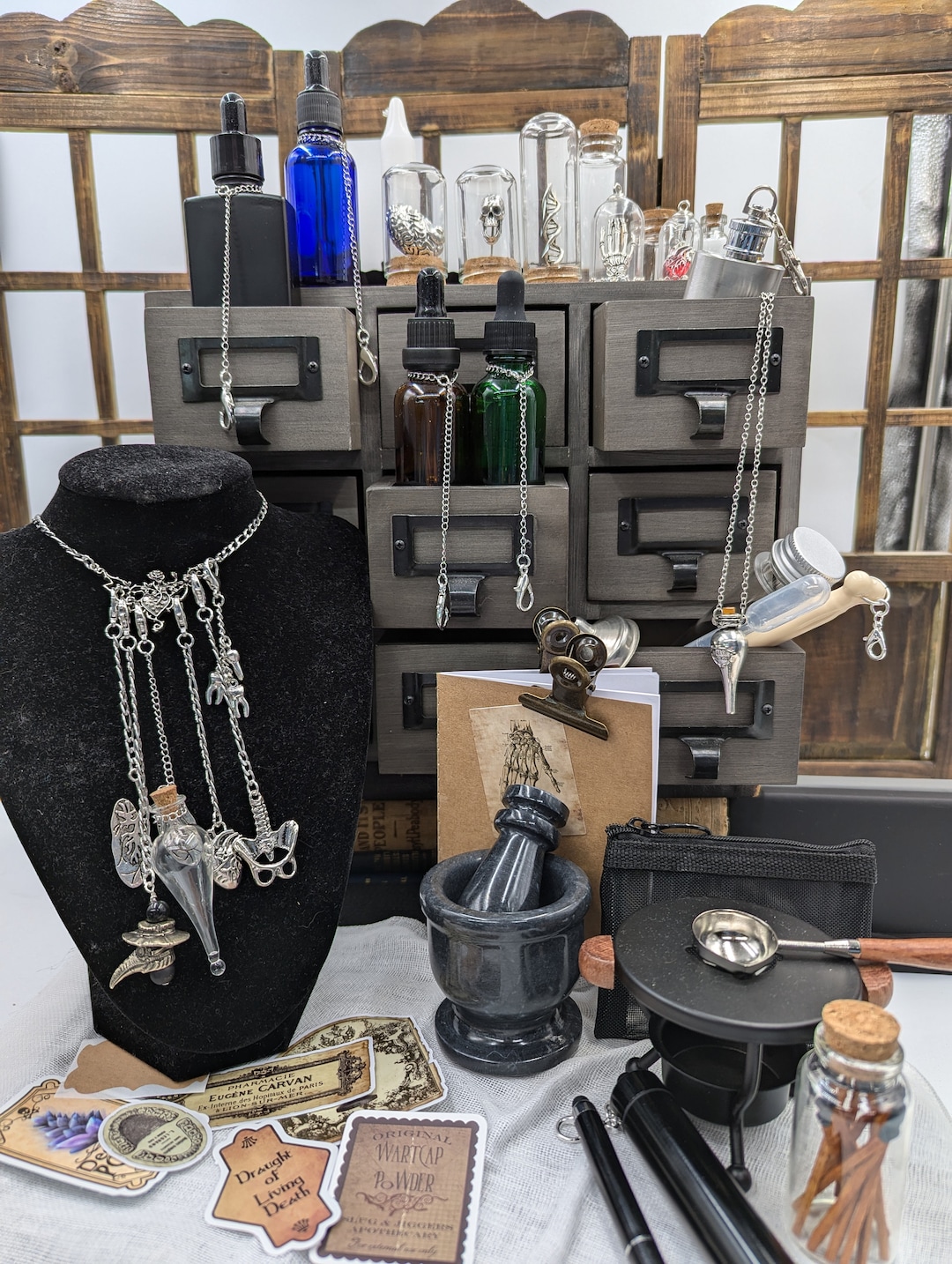 Apothecary Curiosity Bottles & Chatelaine Tools Gift Box Dr Jeckyl ...