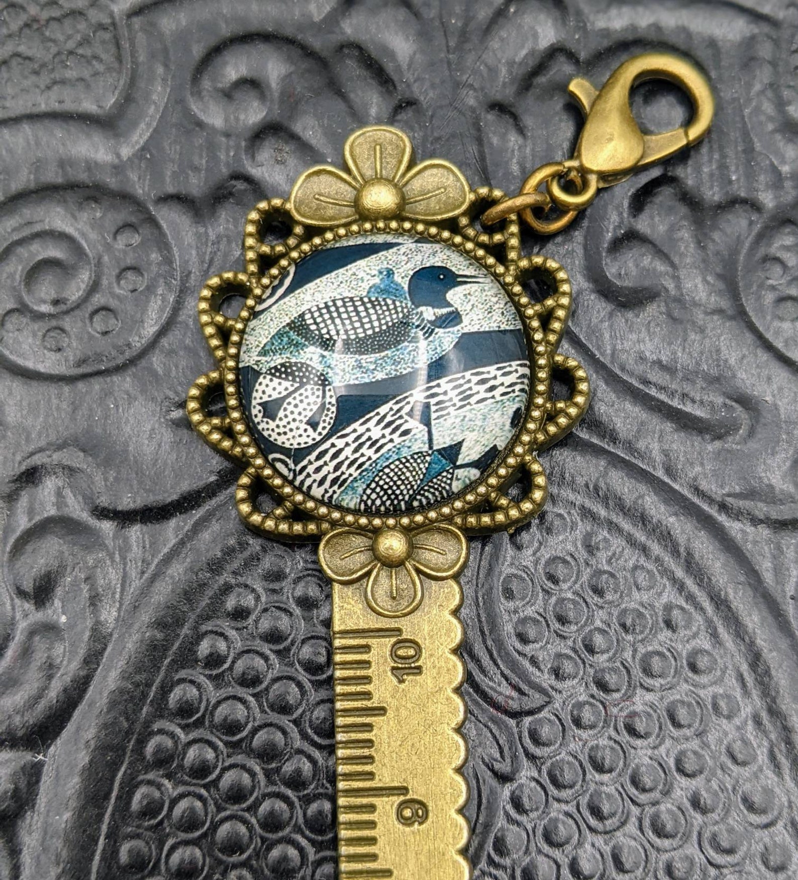 Chatelaine Tools Bronze or Silver Metal Ruler With Wood Duck - Etsy