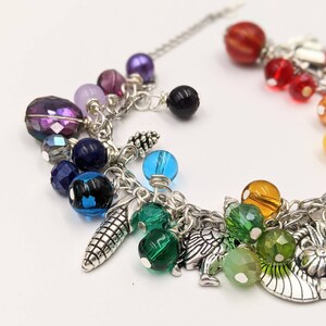 Adjustable Rainbow Autumn Charm Bracelet Turkey Cornucopia Scarecrow ...