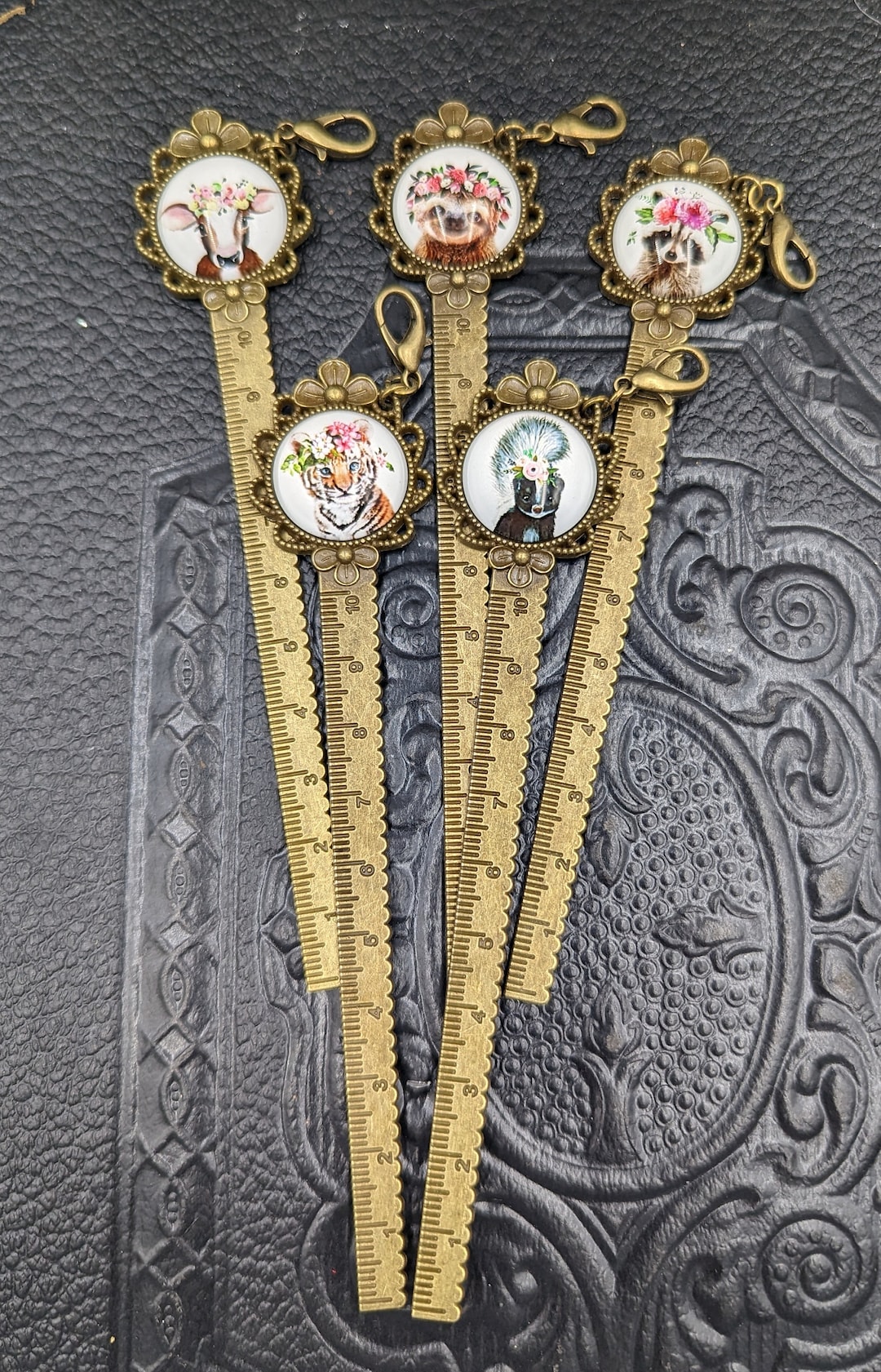 Chatelaine Tools - Bronze Metal Ruler With Cabochon on Lobster Clasp ...