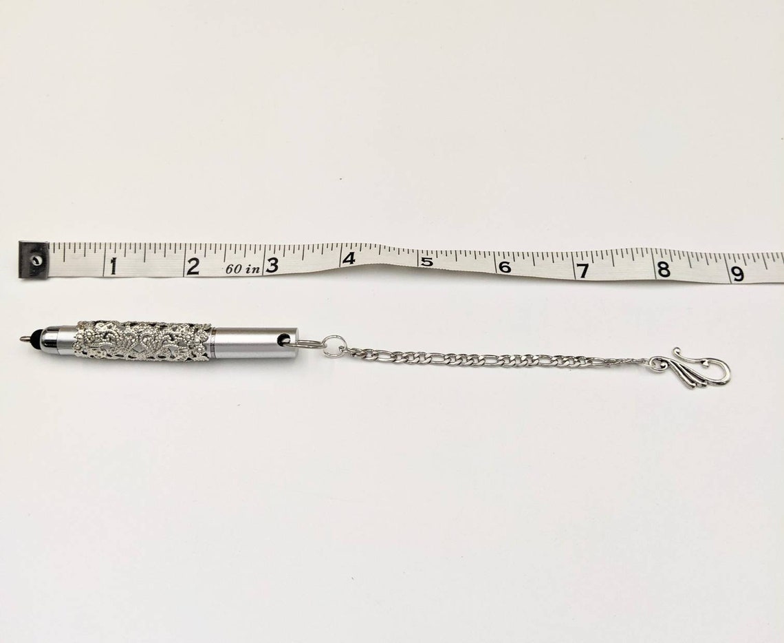 Chatelaine Tools Mini Ink Pen and Stylus on a Chain Silver or | Etsy