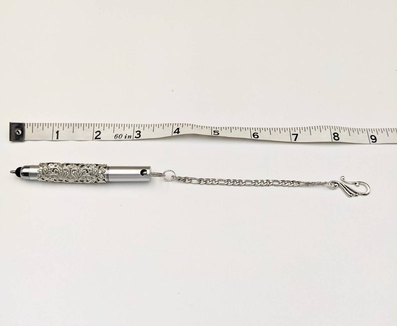 Chatelaine Tools Mini Ink Pen and Stylus on a Chain Silver or - Etsy