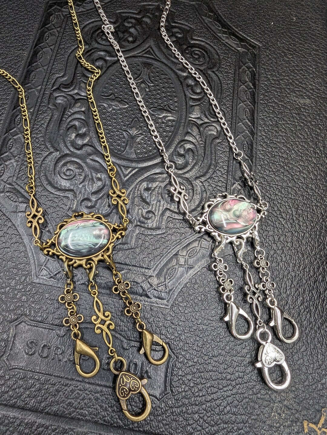 Victorian Chatelaine Necklace With Choice of 4 Gemstones - 3 Chains and ...