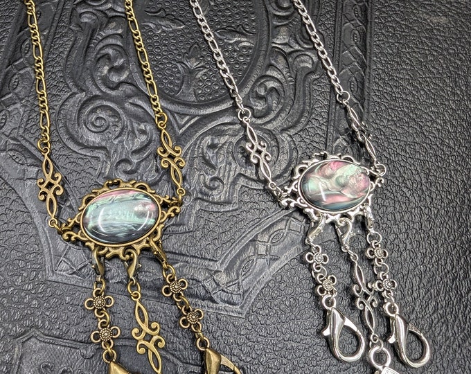 Victorian Chatelaine Necklace With Choice of 4 Gemstones 3 Chains and ...