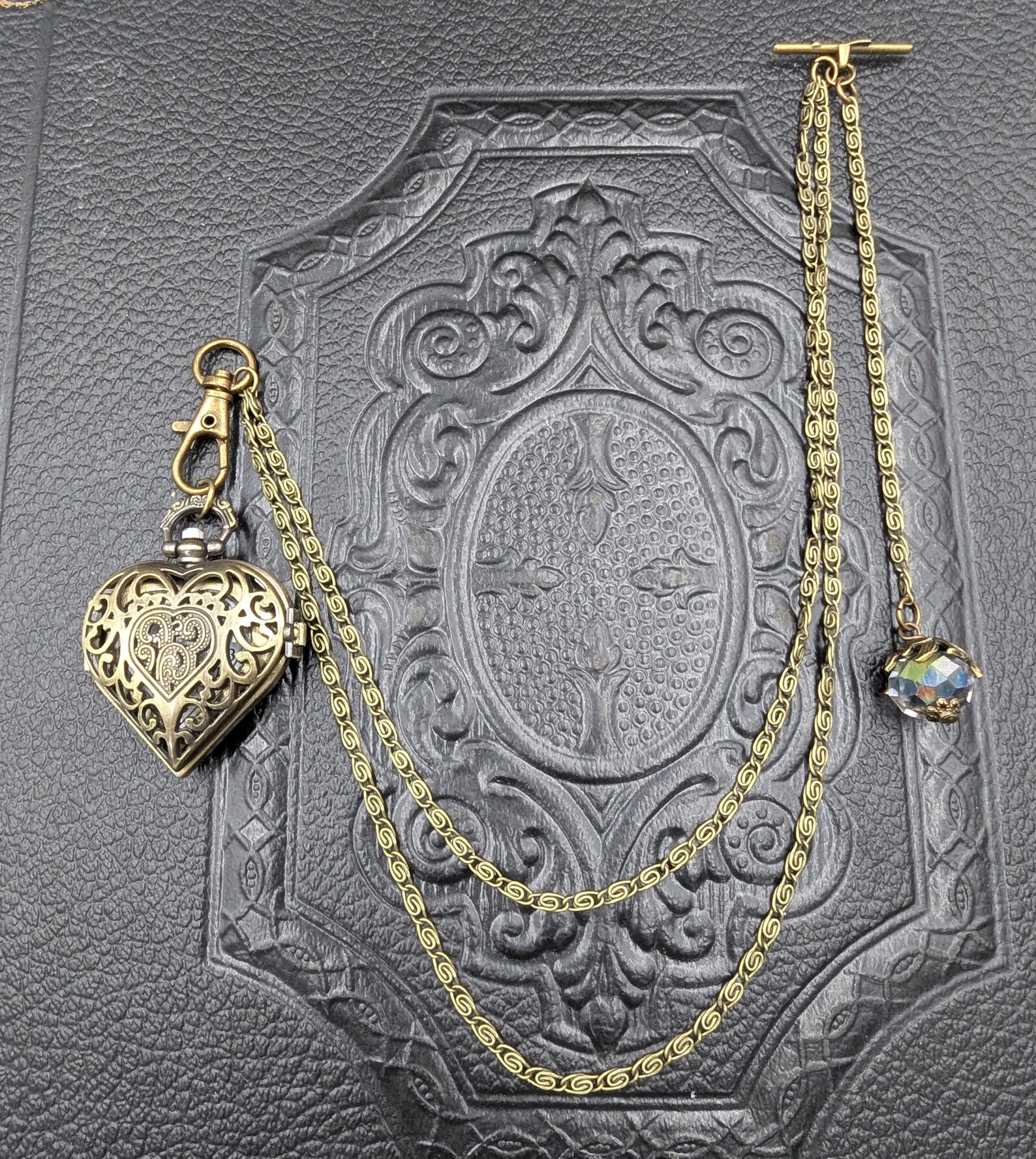 Bronze Albert Watch Chain With or Without Heart Shaped Pocket Watch ...
