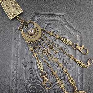 Bronze or Silver Medieval Themed Chatelaine With Waist Clip 5 Chains ...