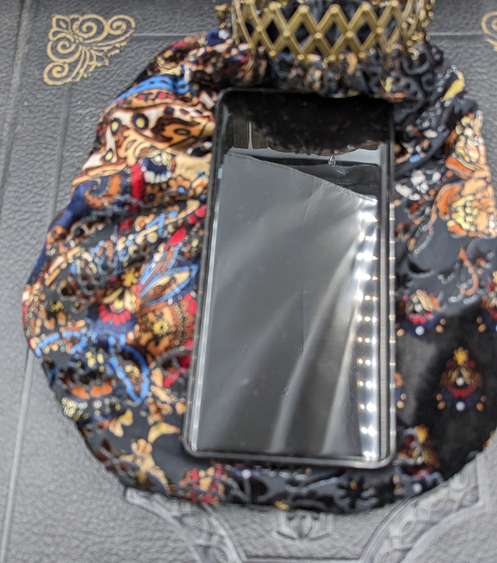 Gate Top Chatelaine Purse Velvet With Silver Chain 2 Sizes - Etsy
