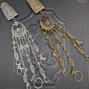 Bronze or Silver Medieval Themed Chatelaine With Waist Clip 5 Chains ...