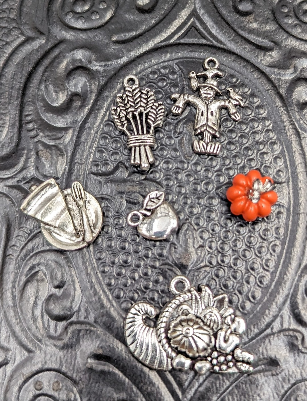 Fall Autumn Charms - Set of 6 Cornucopia, Wheat, Pumpkin, Apple ...