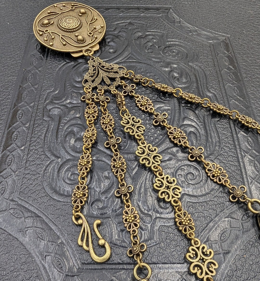 Bronze Pirate Style Chatelaine With Waist Clip 5 Shorter Chains and ...