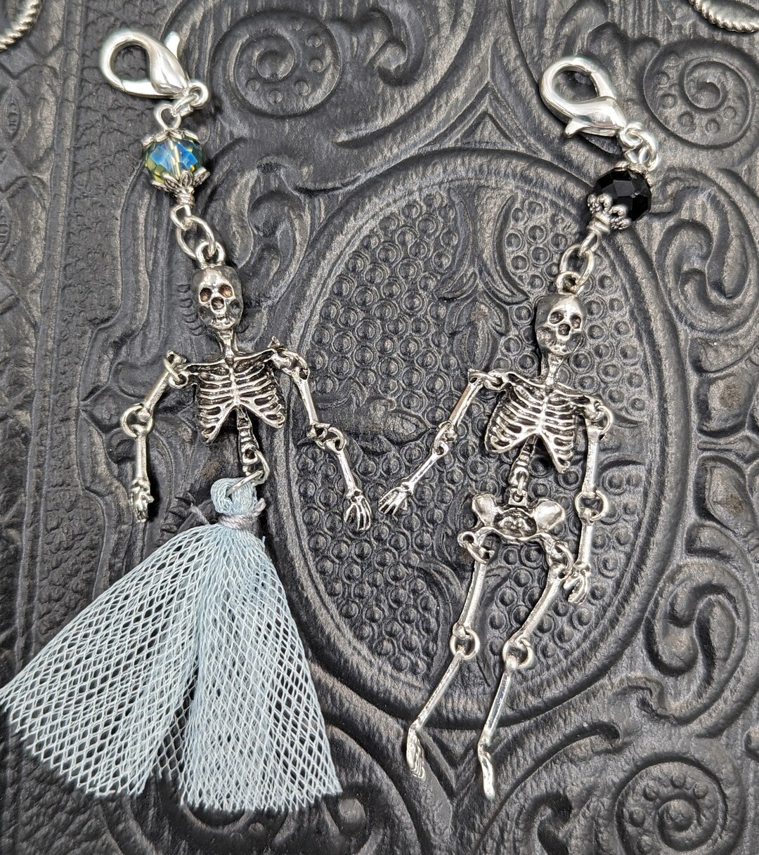 Chatelaine Charms - Mini Skeleton Couple Pendants Mr & Mrs Set or ...
