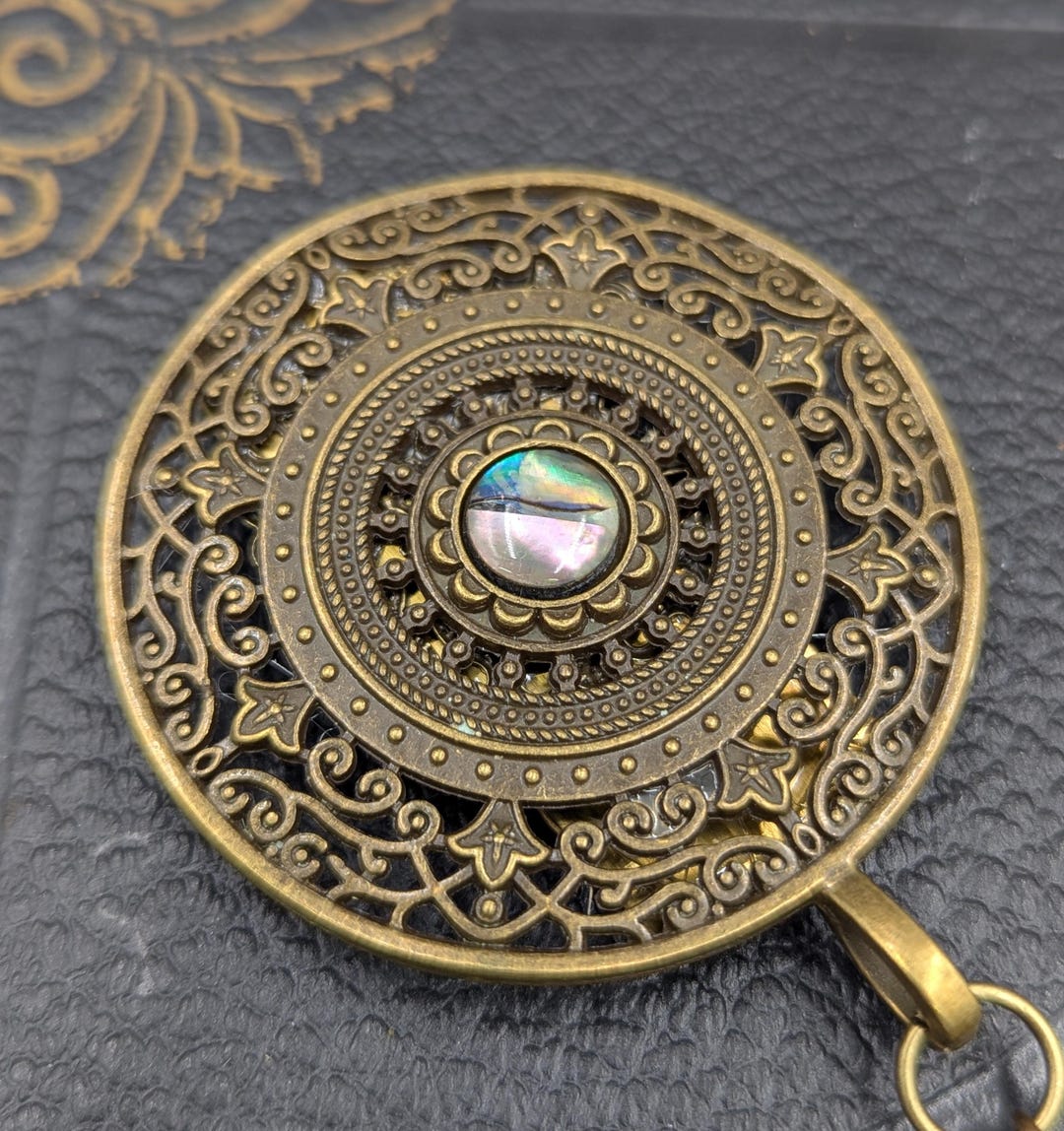 Bronze Filigree Disk Chatelaine With Waist Clip 7 Stone Options - 5 ...
