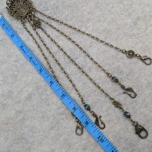 Bronze Victorian Crest Chatelaine With Waist Clip 5 Chains and Hooks ...