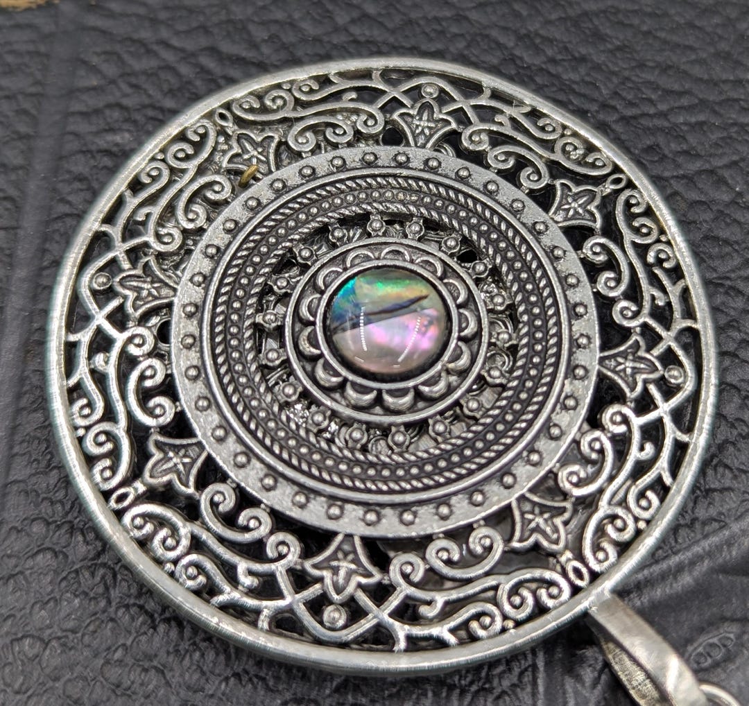 Silver Filigree Disk Chatelaine With Waist Clip 7 Stone Options - 5 ...