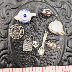 Tea Party Charm Set 7 Pieces - Tea Pots, Tea Cups, Spoon, Tea Bag - Etsy