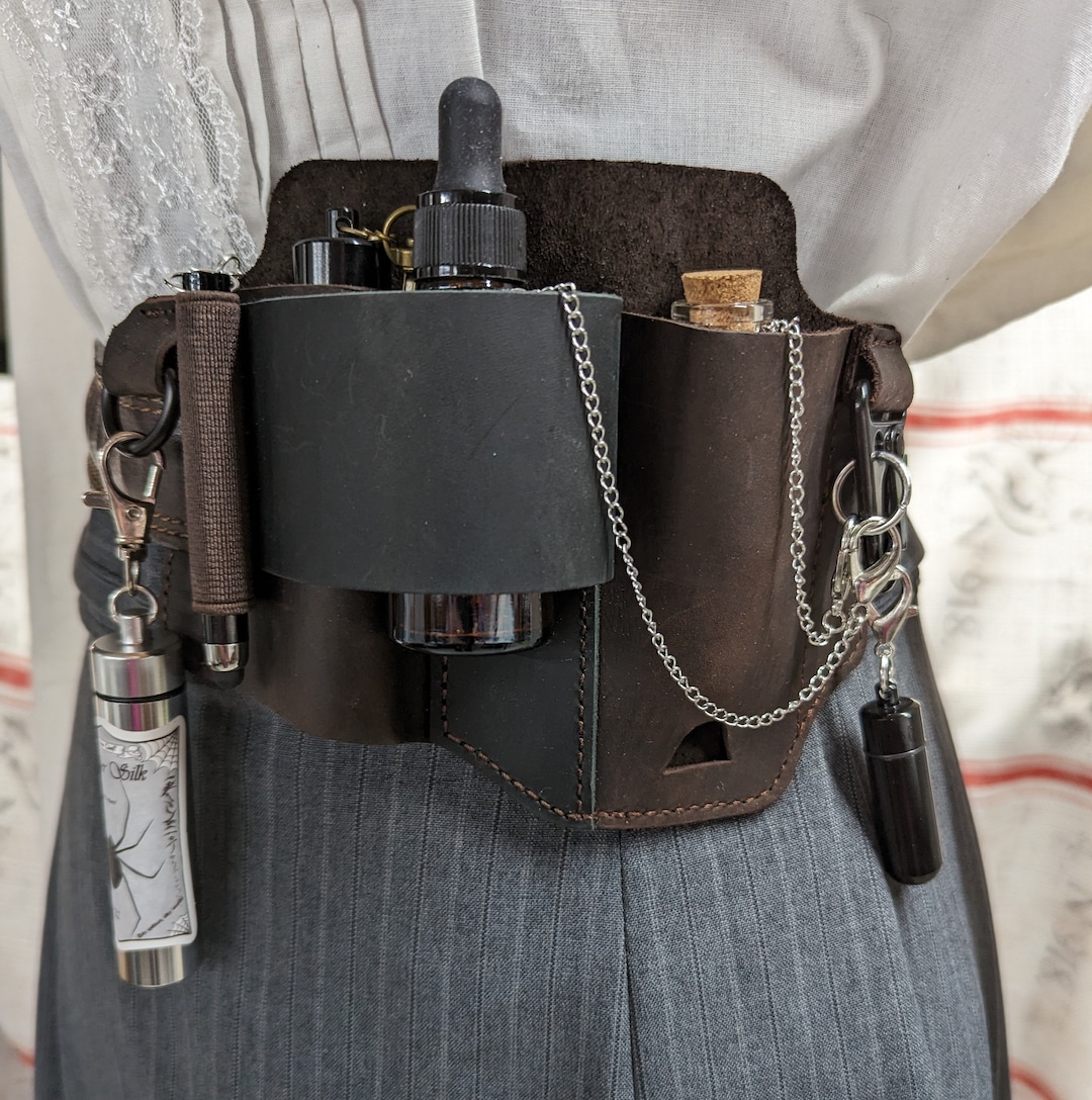 Apothecary Leather Bottle and Vial Belt Pouch Viking Cosplay Ren Faire ...