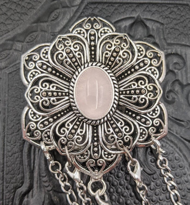 Silver Victorian Filigree Chatelaine With Waist Clip 5 Stone - Etsy
