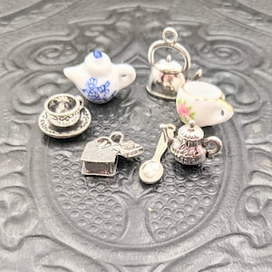 Tea Party Charm Set 7 Pieces - Tea Pots, Tea Cups, Spoon, Tea Bag - Etsy