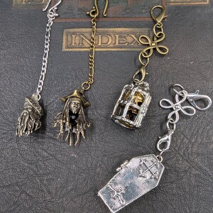 Pirate Costume Key Chain Accessories Coffin Locket Caged Skull Octopus ...