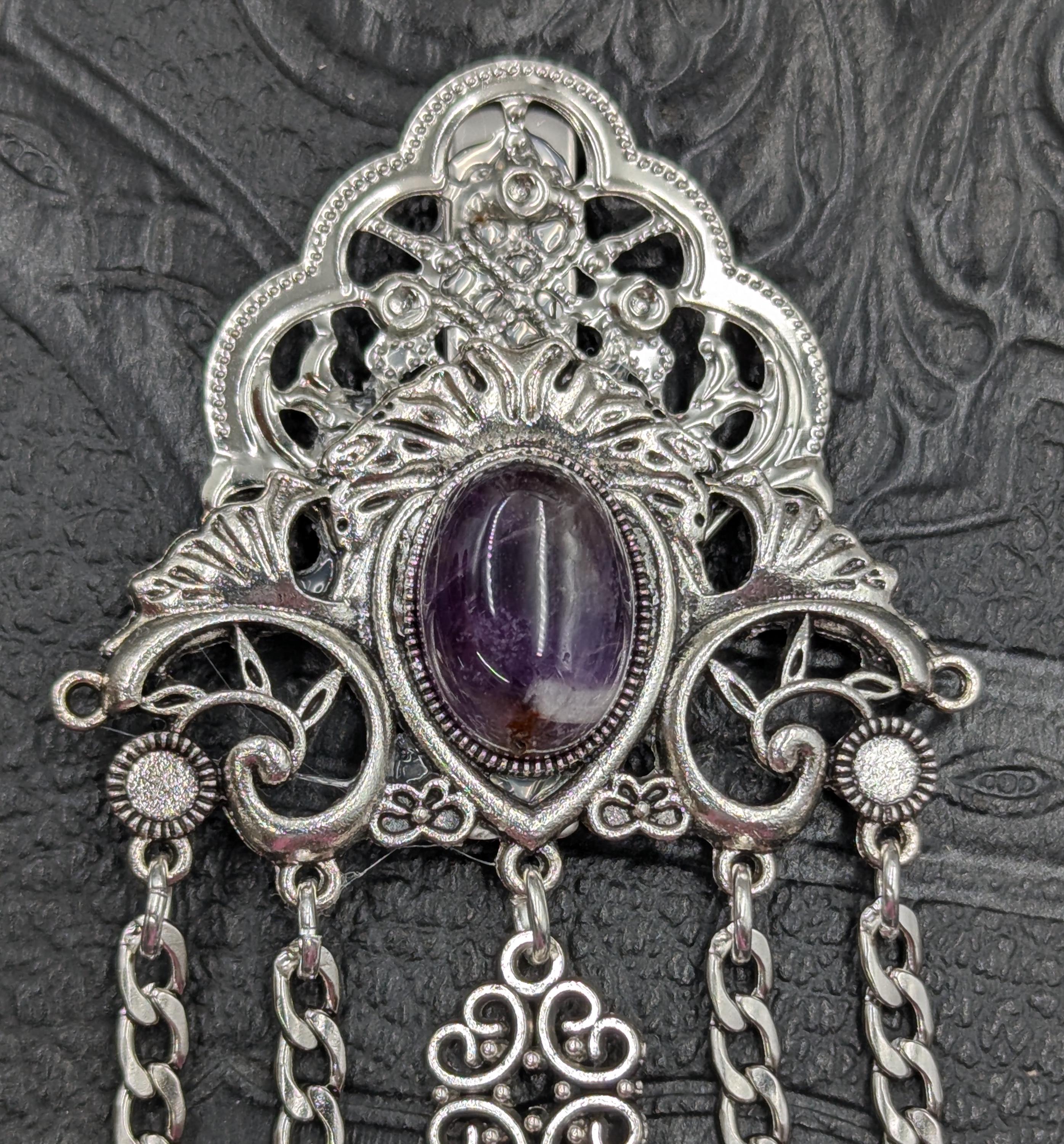 Silver French Inspired Chatelaine With Waist Clip 6 Stone Options - 5 ...