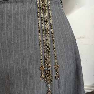 Bronze Victorian Crest Chatelaine With Waist Clip 5 Chains and Hooks ...