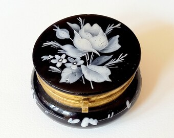 Antique Glass Pill Box - Etsy