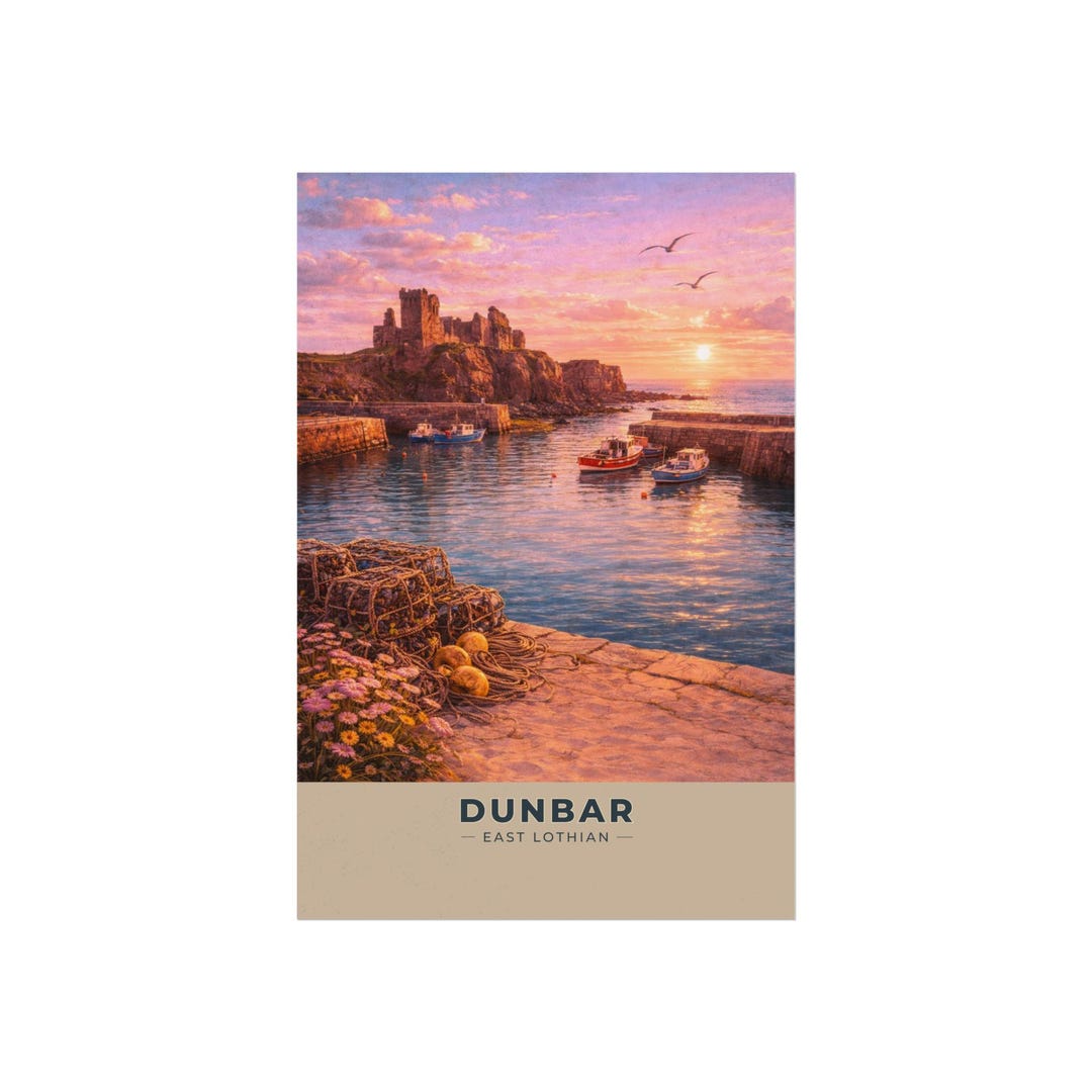 Dunbar Scotland Travel Poster Coastal Wall Art Seaside Print Vintage ...