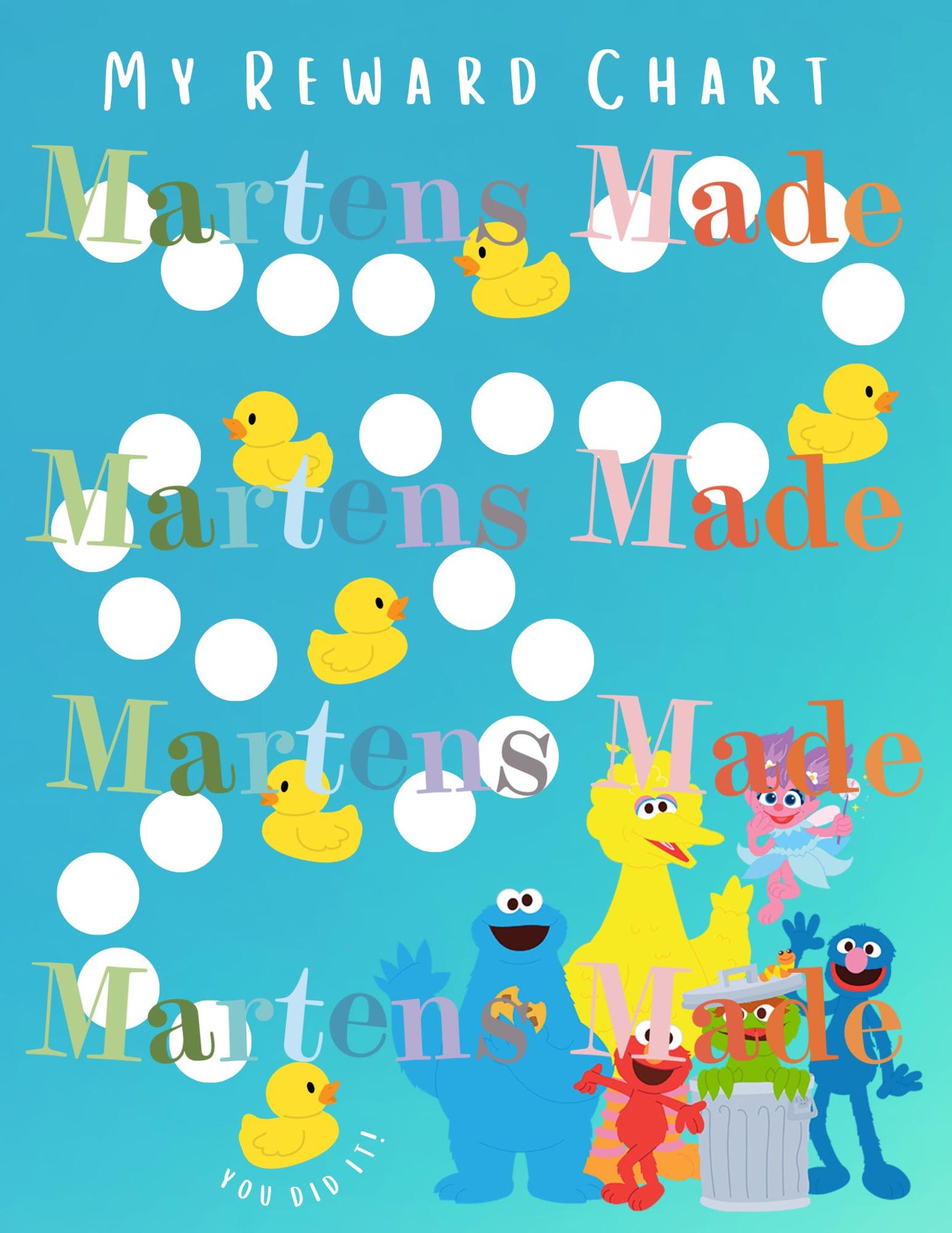 Printable Sesame Street-inspired Reward Chart | Instant Download | Kids ...