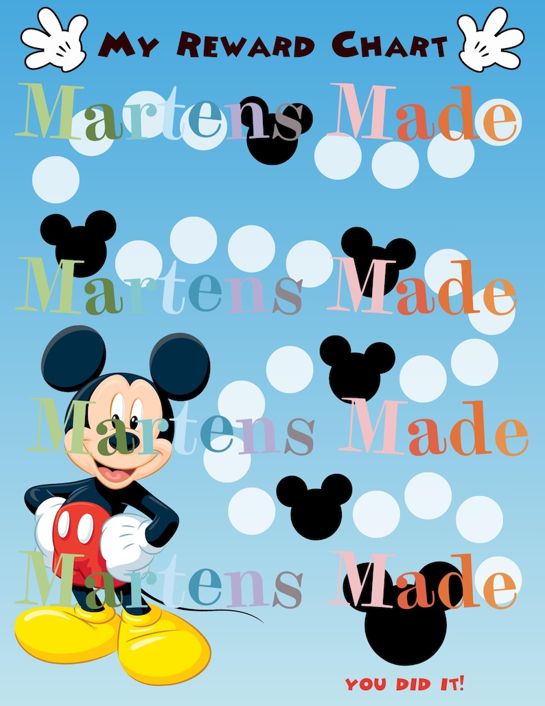 Printable Mickey Mouse-inspired Reward Chart | Instant Download | Kids ...